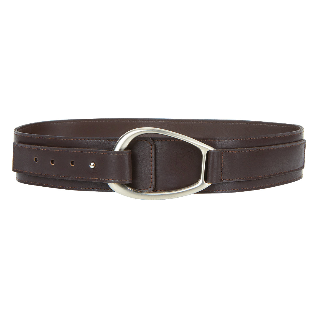 CINTURÓN CAFÉ CON HEBILLA ASIMÉTRICA 01598 – Cklass.com