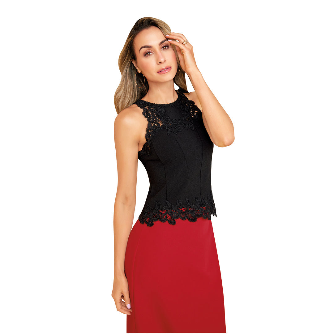 BLUSA NEGRA ENCAJE 98993 – Cklass.com