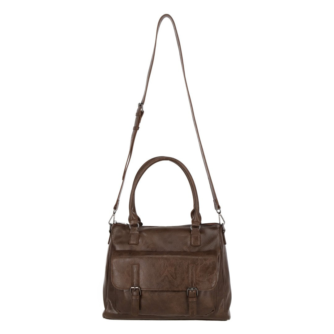 BOLSO TIPO SATCHEL COLOR CAFÉ 99786 – Cklass.com