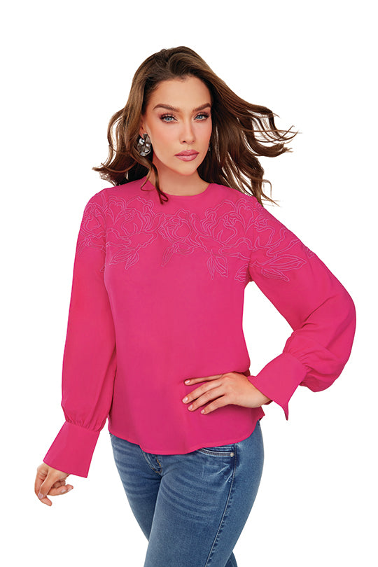 BLUSA ROSA CON BORDADO 91222 – Cklass.com