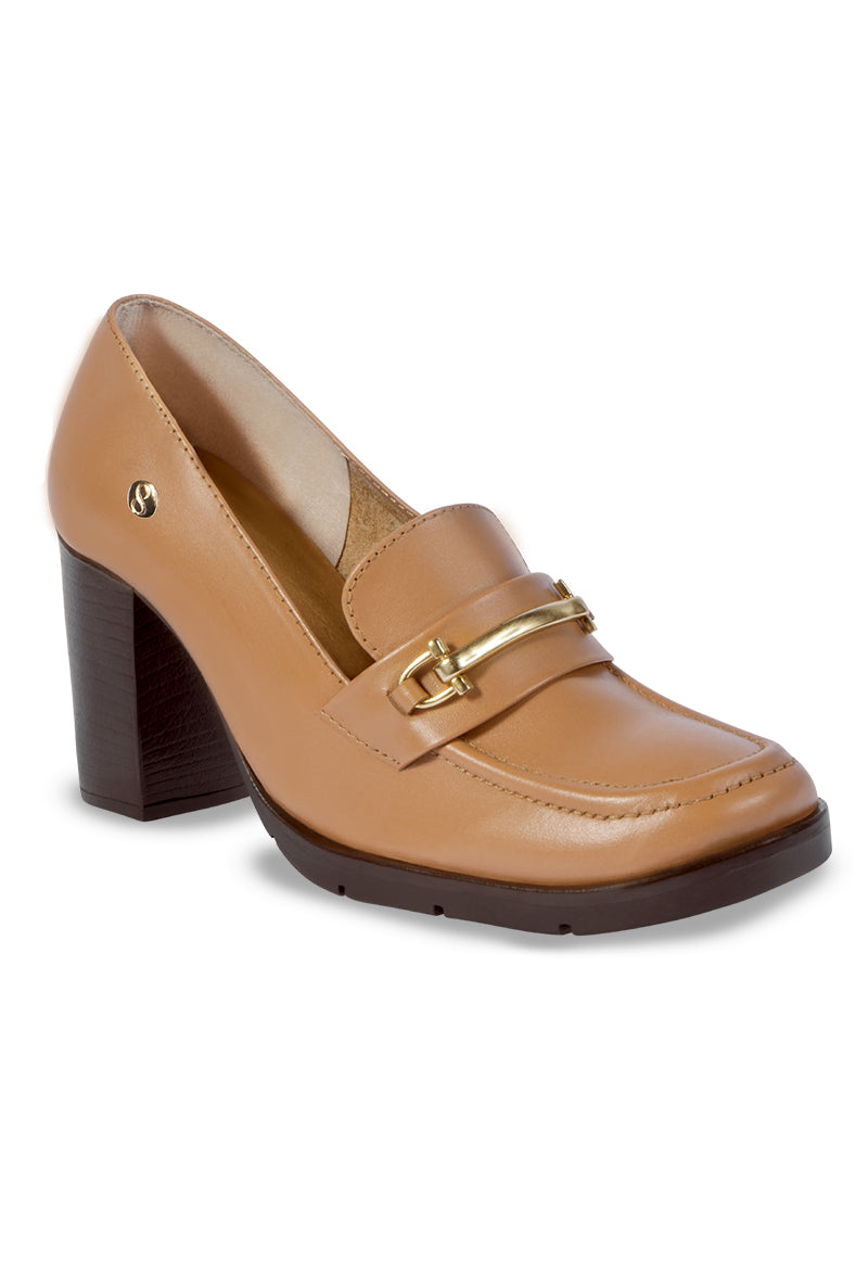 Zapatilla color camel de tacón 09444 – Cklass.com
